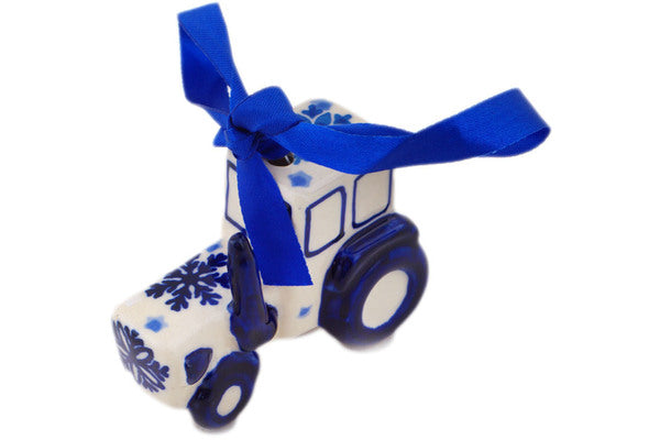 Tractor Ornament 3" Snowdrift Theme – Polish ♥ Pottery