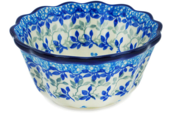 Fluted Bowl 4" Blue Grove Theme – Polish ♥ Pottery